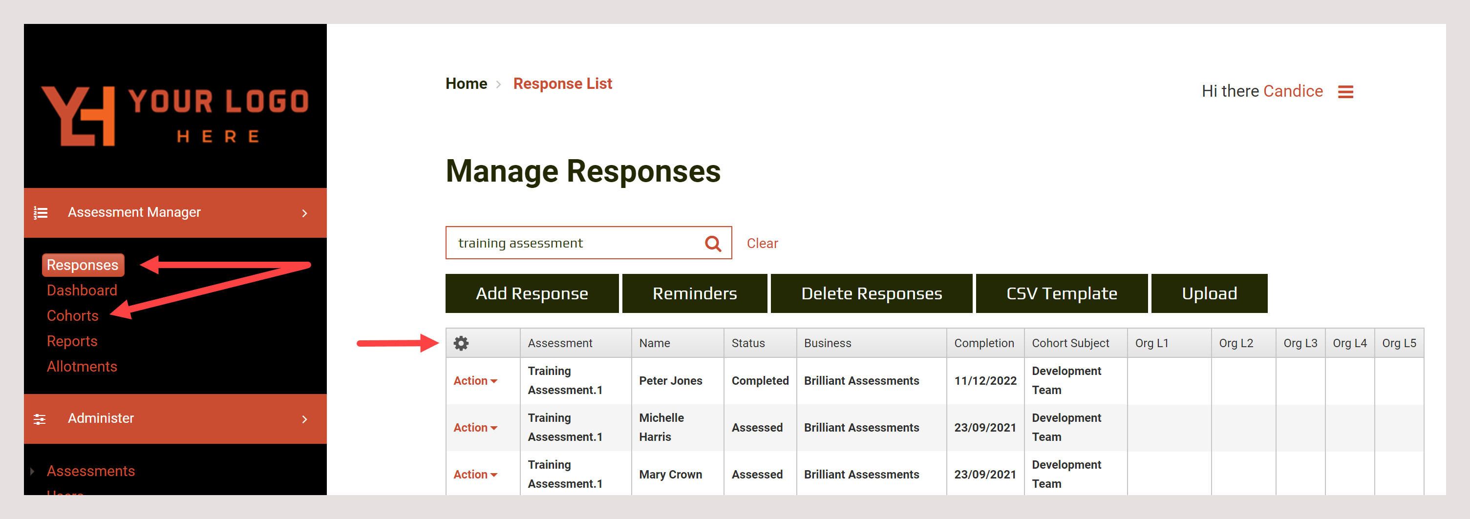Cohort and Response List Views – Brilliant Assessments