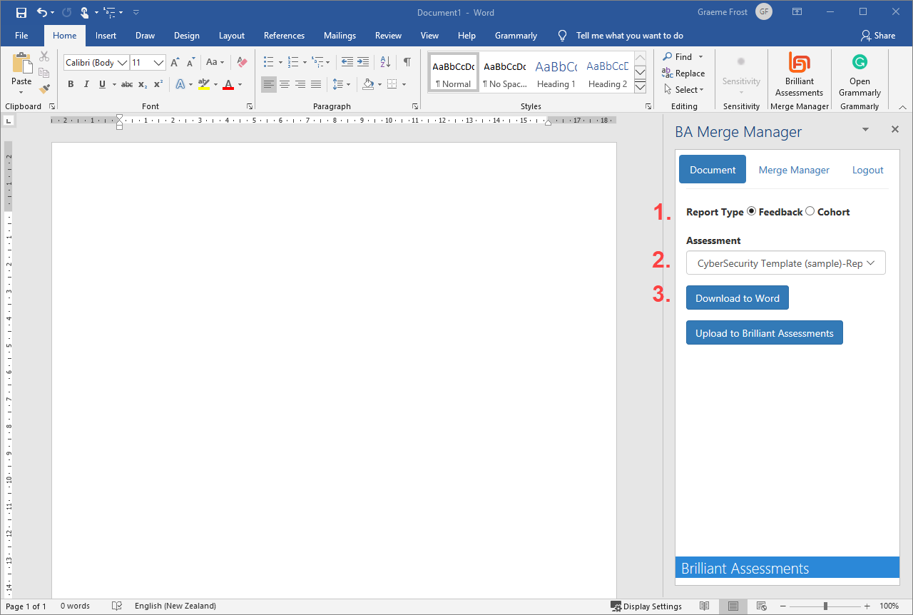 Using the BA Merge Manager Word Add-In – Brilliant Assessments